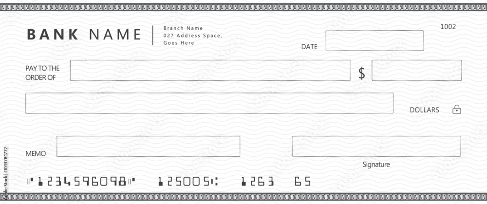 Bank check, vector blank money cheque, checkbook template with ...