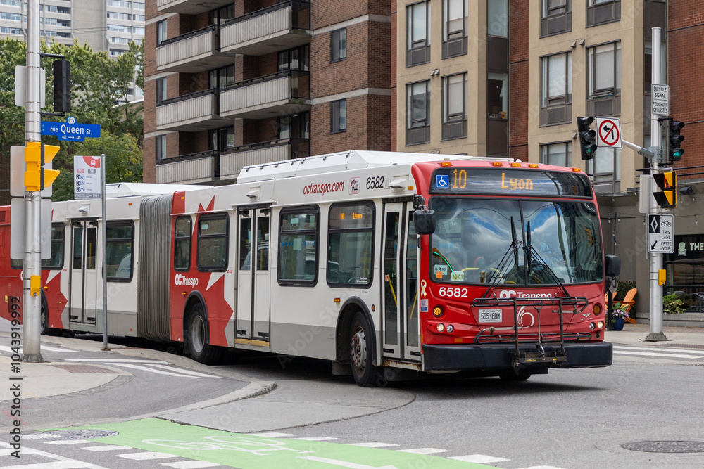 Ottawa, Canada - October 1, 2024: OC Transpo public bus on the road ...