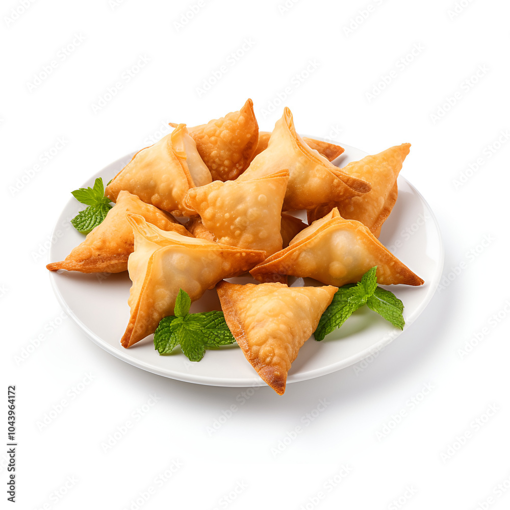 Crispy small Samosa isolated white background Stock Photo | Adobe Stock