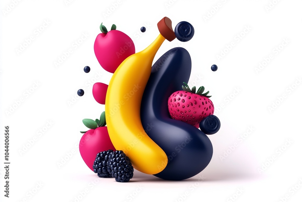 Minimalist fruit and vegetable illustration, showing clean, colorful ...