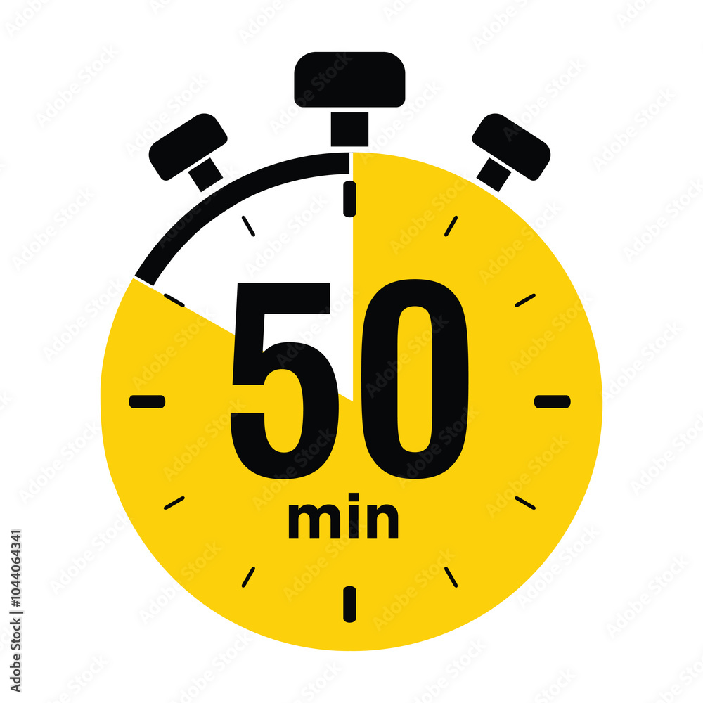50 min Timer, clock, stopwatch isolated icons. Countdown timer symbol ...
