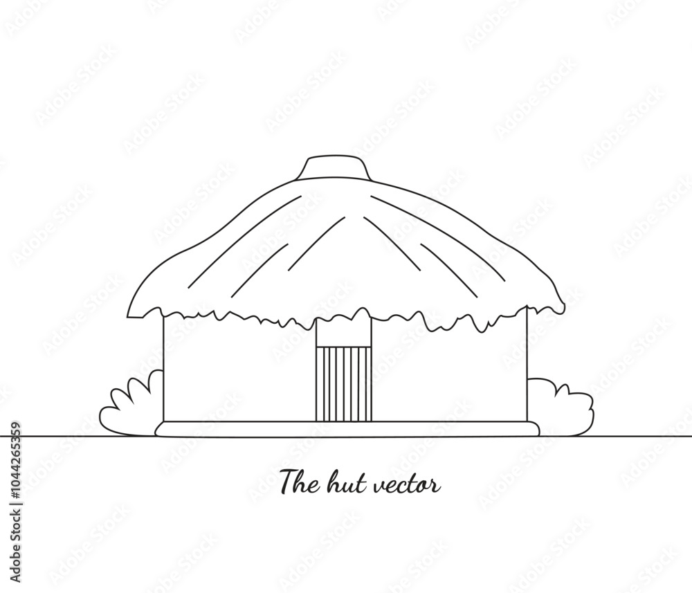 vector hand drawn the hut line art illustration. coloring page for kids ...