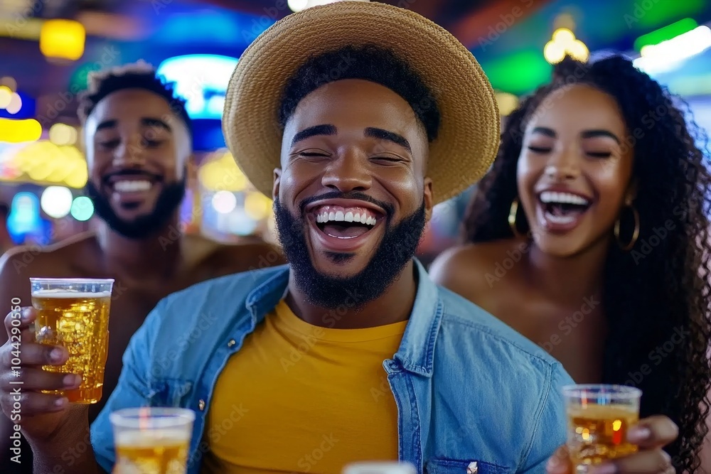 A group of friends laughing while playing a board game, showing the fun ...