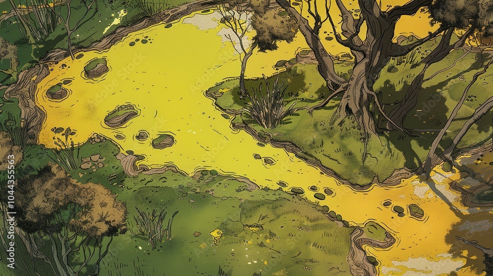 Venomous Swamp Encounter Board: Realistic Battlemap Design Featuring ...