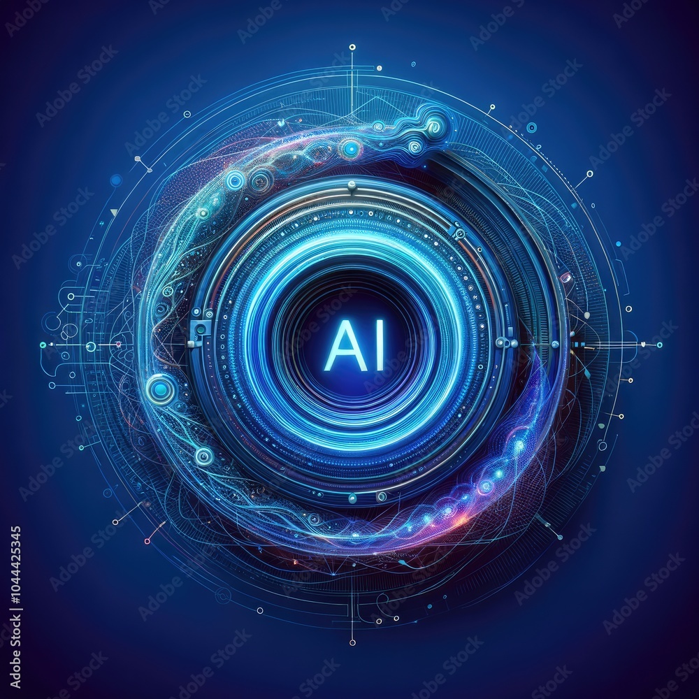 Futuristic AI Vortex: Glowing Blue Digital Visualization Representing ...