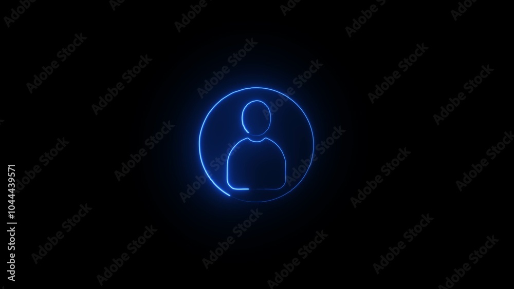 Neon user avatar icon. Glowing neon person sign, outline round avatar ...