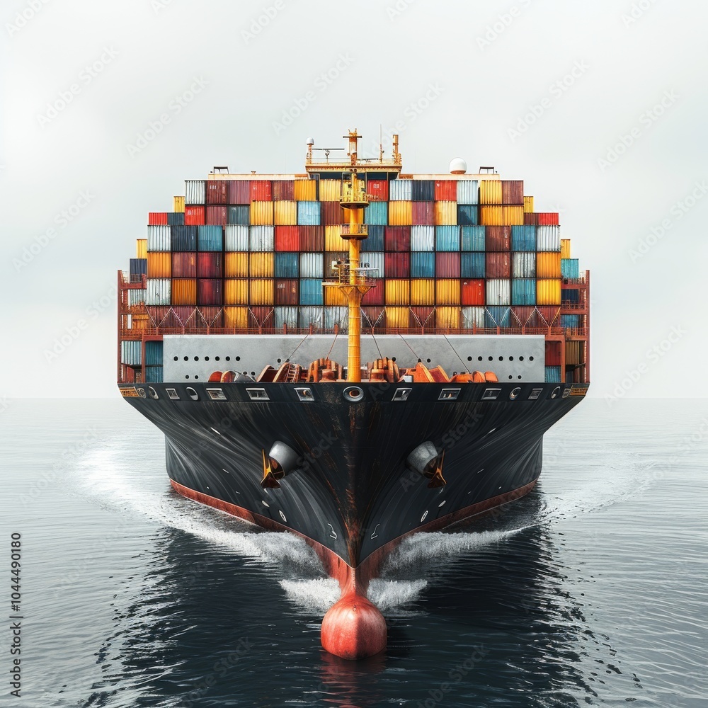 3D Model of Full-Body Container Ship Rendered Stock Illustration ...