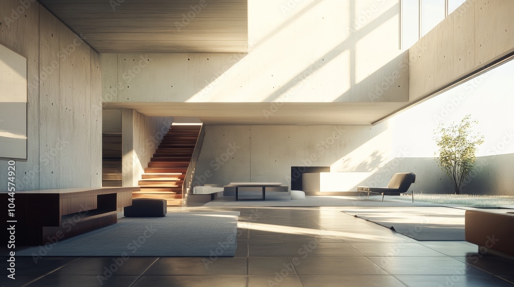Minimalist architectural design of a modern house with large open ...