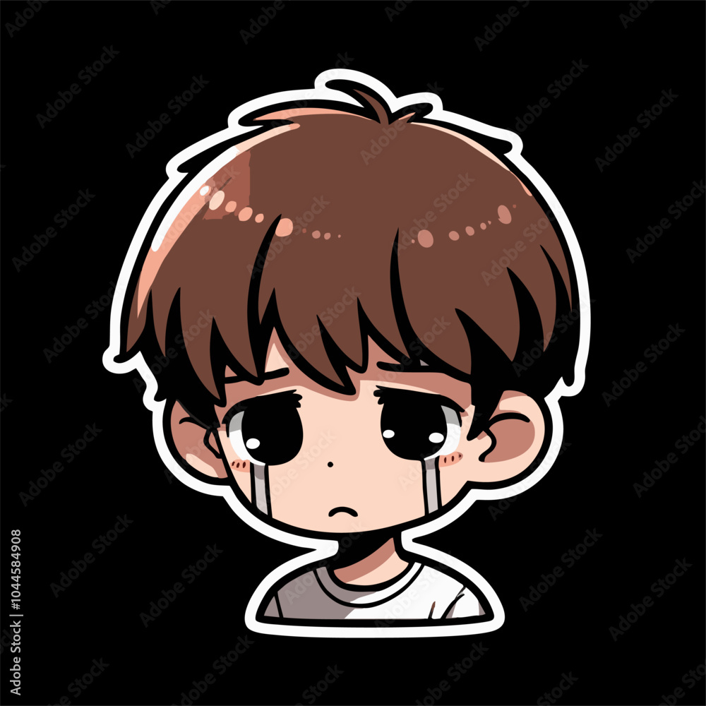 Illustrator cartoon vector of boy with sad Facial Expression Stock ...