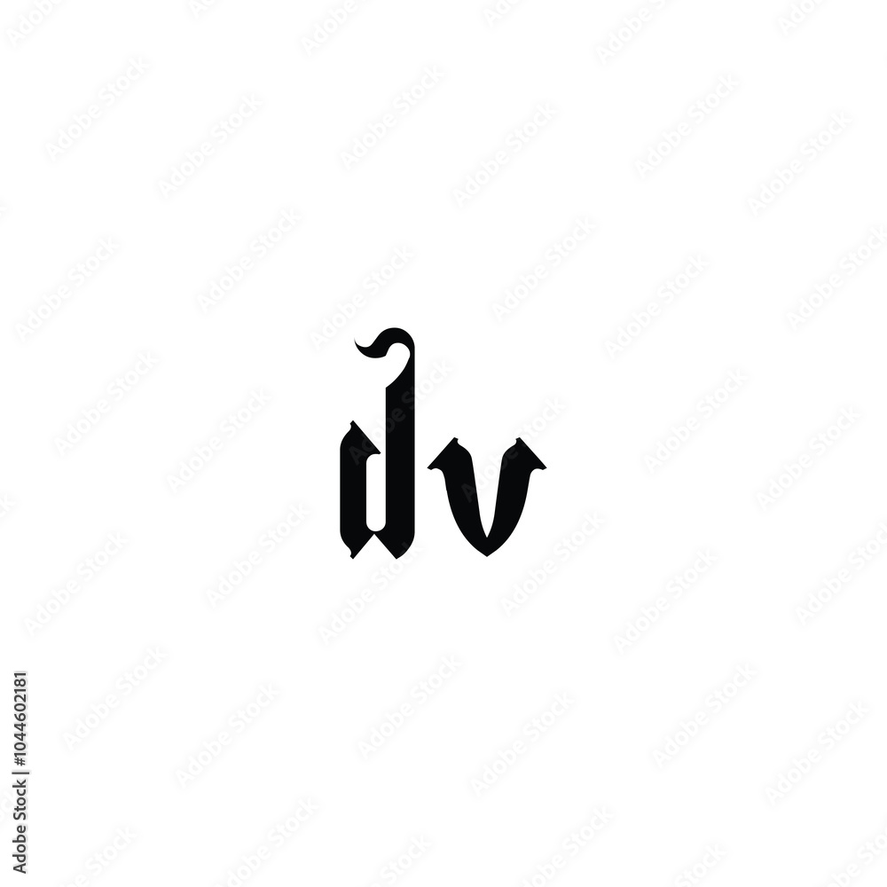 DV monogram logo design letter text name symbol monochrome logotype ...