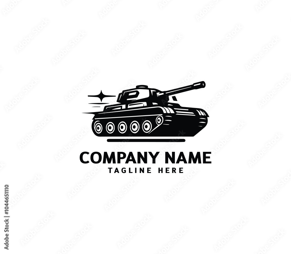 Vector military Tank logo design. Black silhouette of a military tank ...
