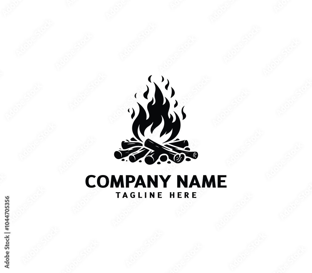 Vector fire ember logo. Blazing fire symbol logo design. Bonfire logo ...