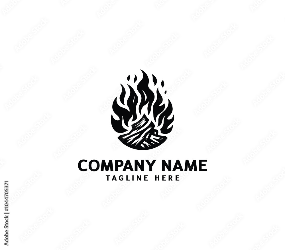 Vector fire ember logo. Blazing fire symbol logo design. Bonfire logo ...