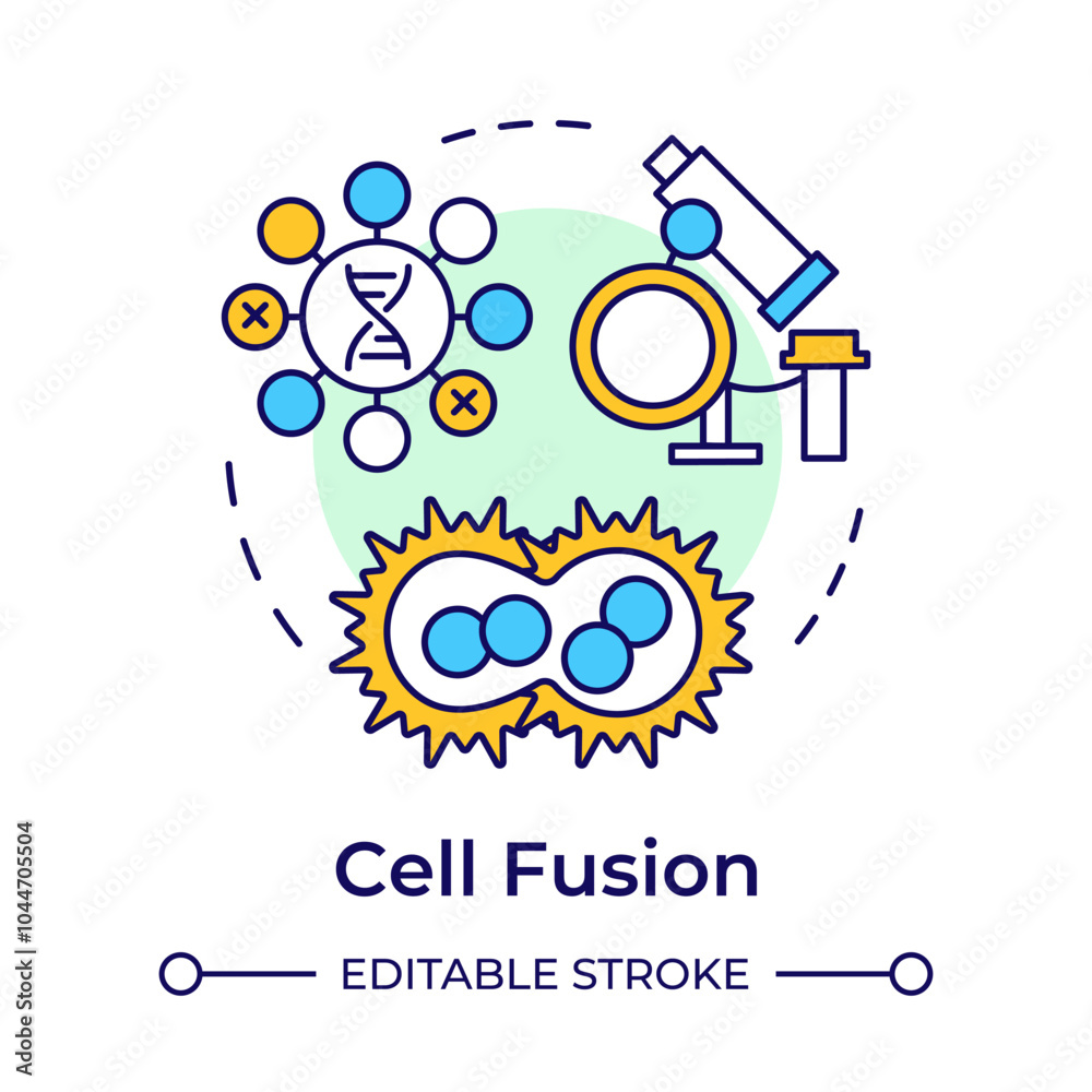 Cell fusion multi color concept icon. Cells combination. Hybridoma ...