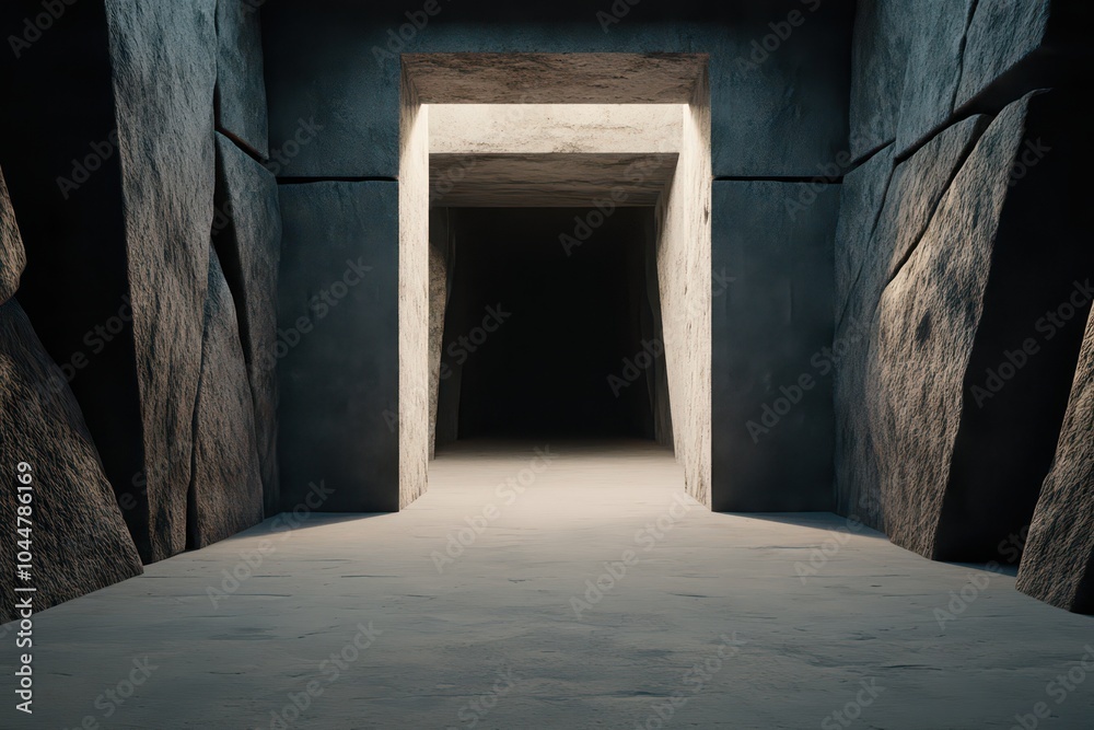 Majestic underground limestone cave with distant echoes resonating ...