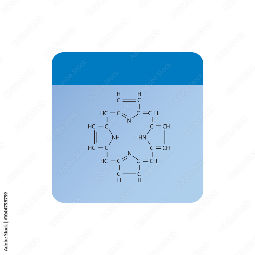 Diagram of Porphin molecule chemical molecular structure, featuring ...