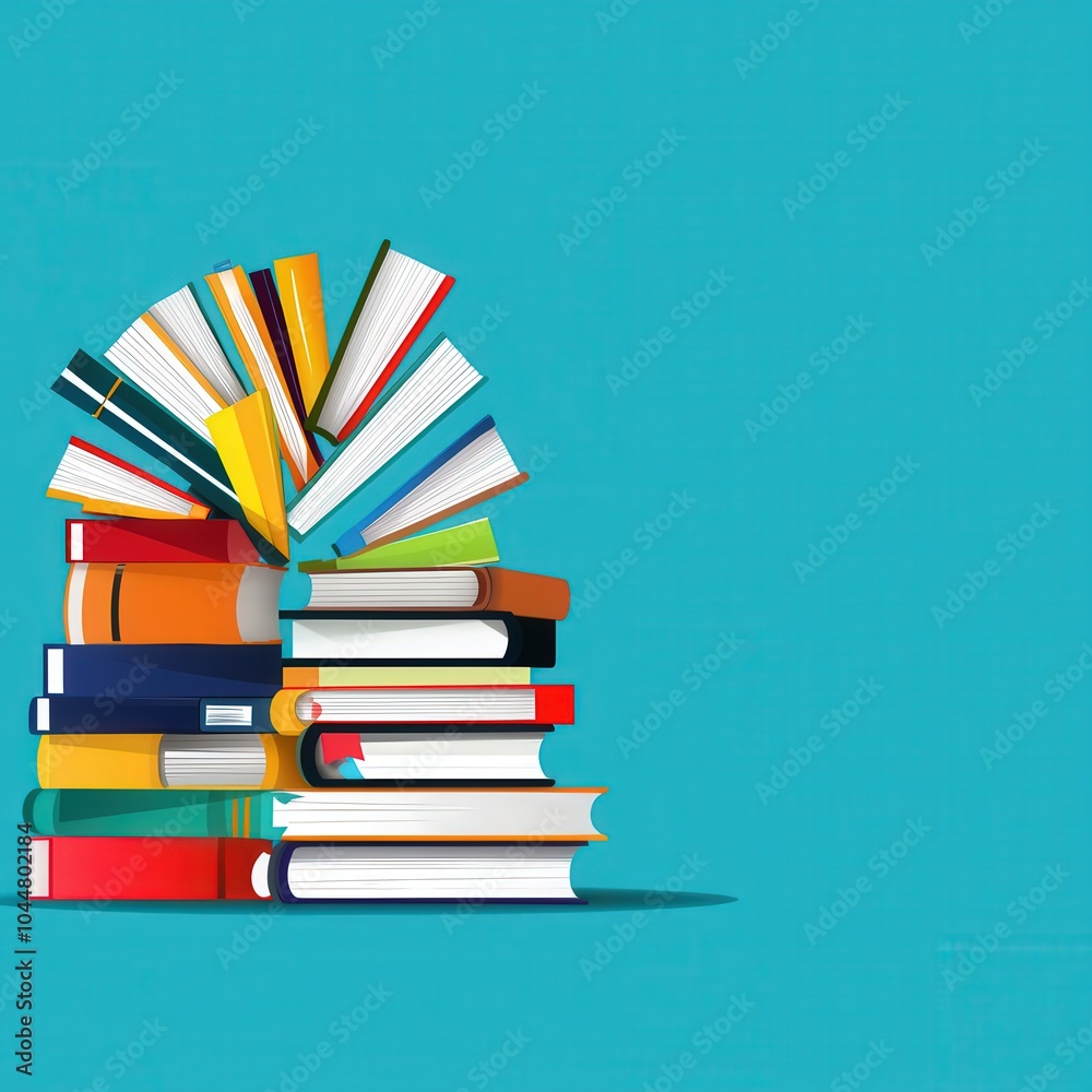 Pie chart with books, representing the distribution of educational ...