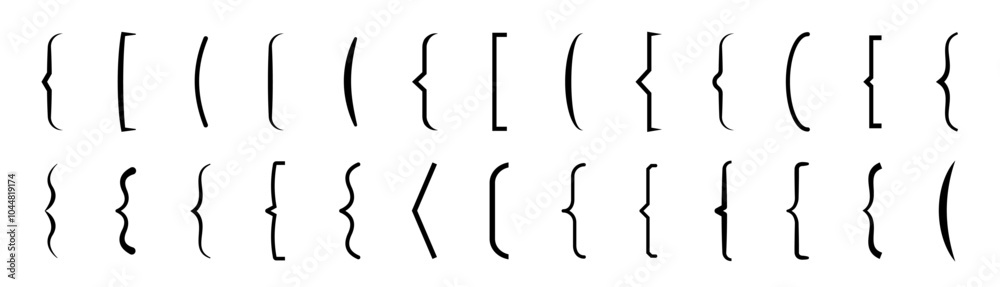 Bracket icon collection. Quote box frame. Black bracket set. Set of ...