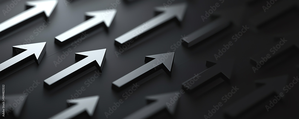 Multiple arrows pointing upward, monochrome palette, black and white ...