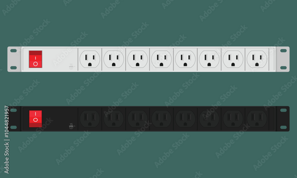 Power distribution unit with 8 sockets of type B. Rackmount 1U panel ...