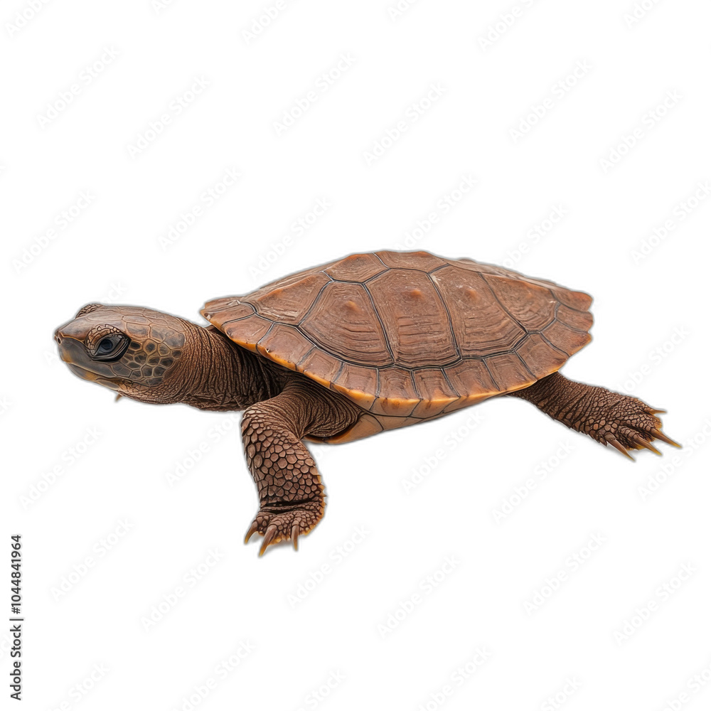 Brown turtle isolated transparent background reptile shell crawling pet ...
