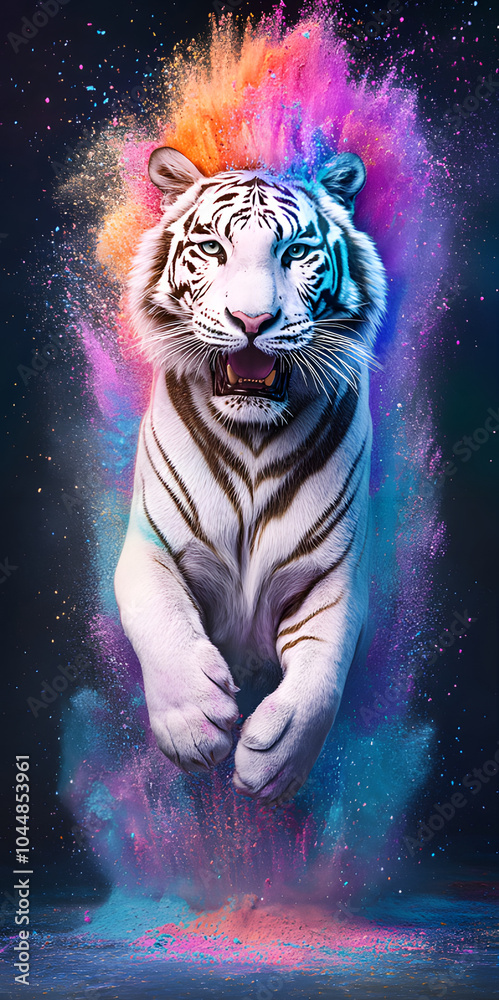 Fantasy and beautiful tiger explosion special effects, white tiger ...