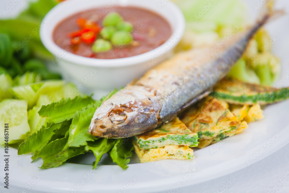 fish and vegetables, Proh Hok Ktis Khmer wit fish fried and egg with ...