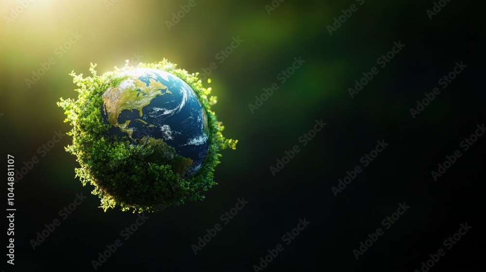 An aerial view of a globe with a spotlight illuminating the specific ...