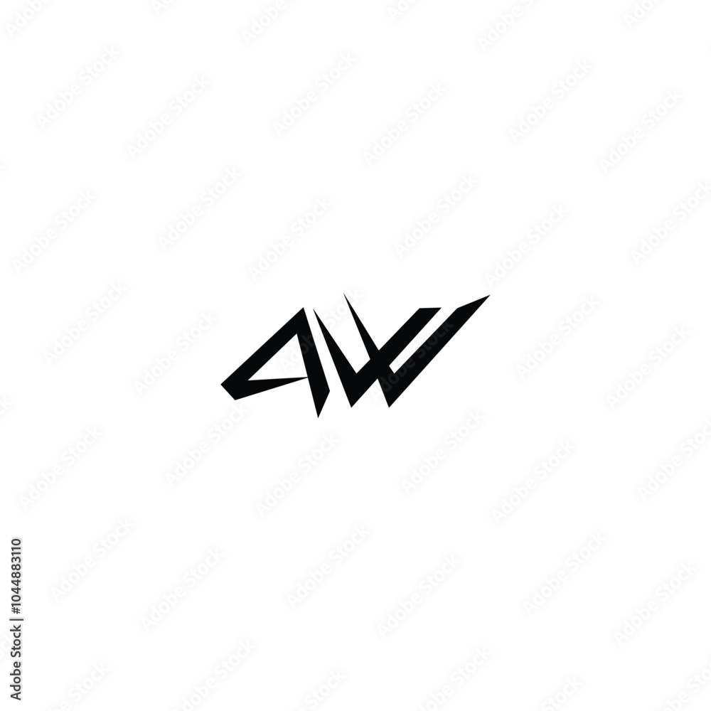 AW monogram logo design letter text name symbol monochrome logotype ...