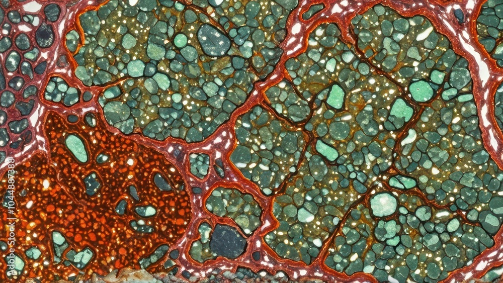 Polished unakite jasper surface macro photograph. Natural pink and ...