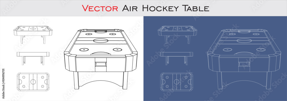 Air Hockey Table vector technical drawing line blueprint. isolated on ...
