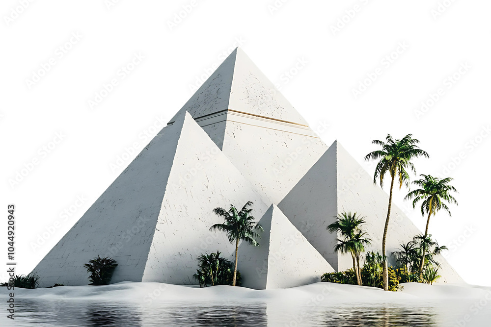 Pyramid architecture on a transparent background pyramid in the sea ...