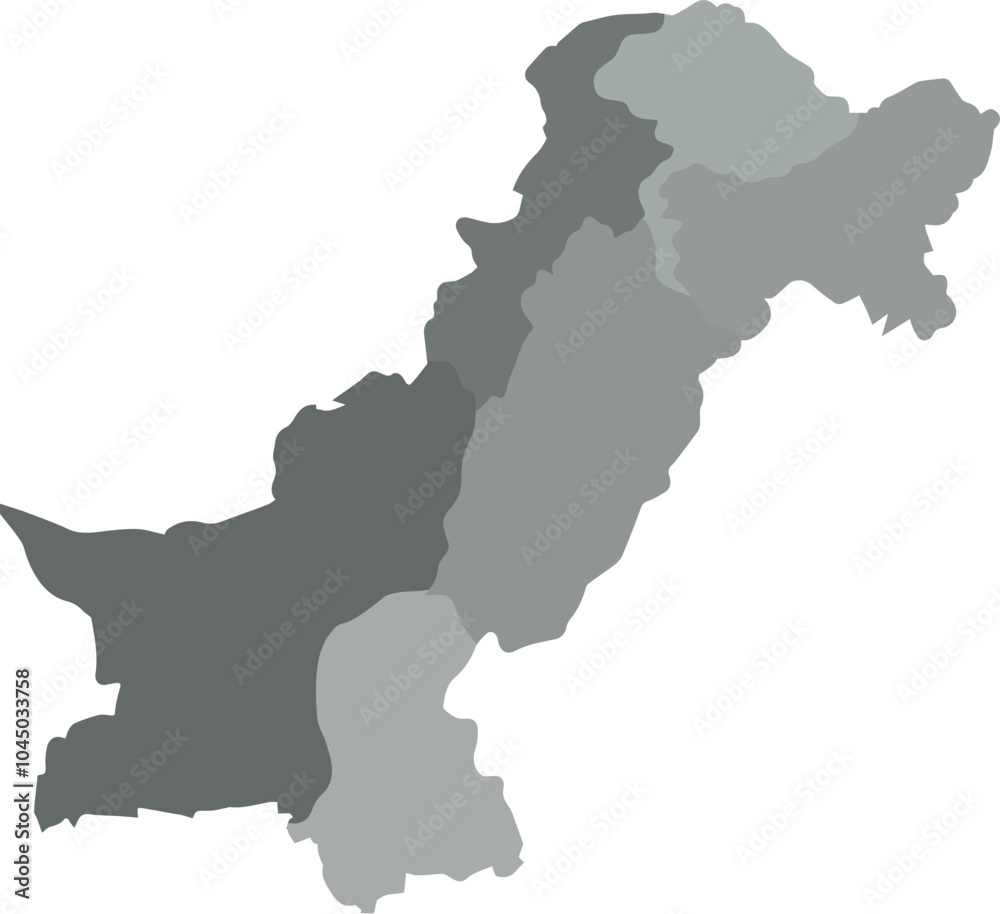 Grey scale vector Pakistan map with borders outline Stock Vector ...