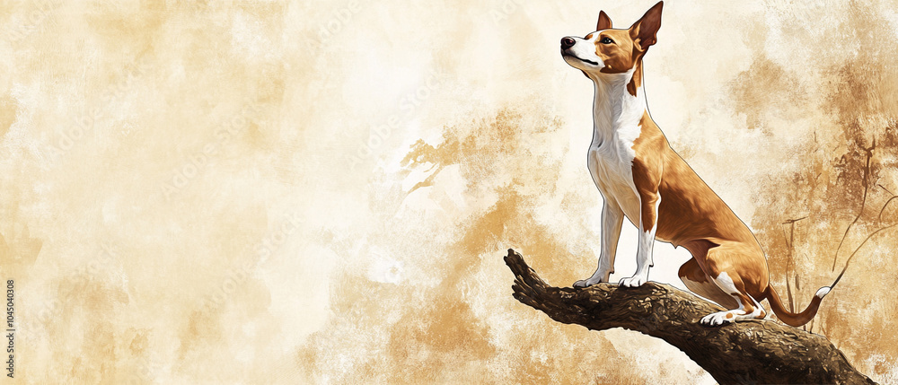 Basenji Dog Perched On Tree Branch Showing Off Agility and Playfulness ...