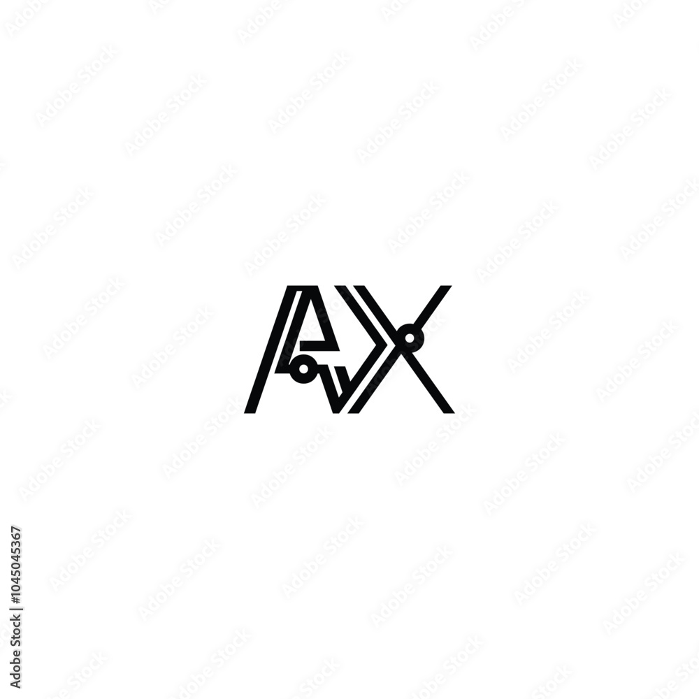 AX monogram logo design letter text name symbol monochrome logotype ...