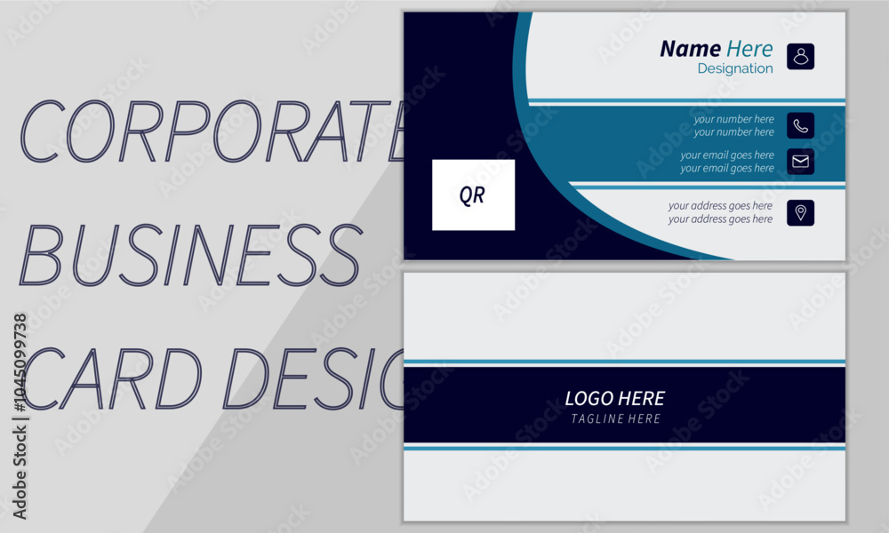 Modern clean and creative blue and white business card design template ...