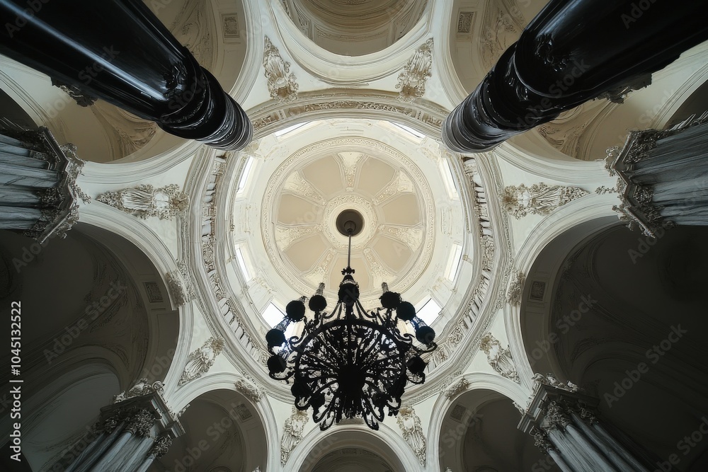 Neoclassical Architecture: Vaulted Ceiling with Columns in Classic ...