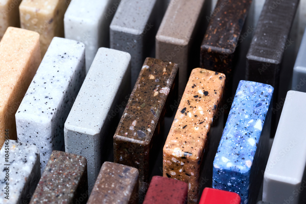 Porcelain stoneware square samples as kitchen countertop examples of ...