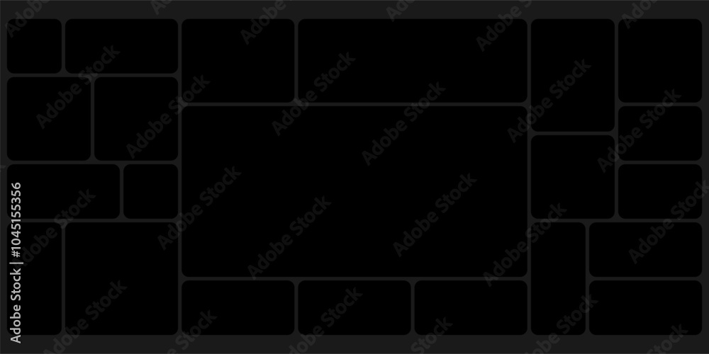 Black grid template bento box ui. Photo frame collage layout design ...