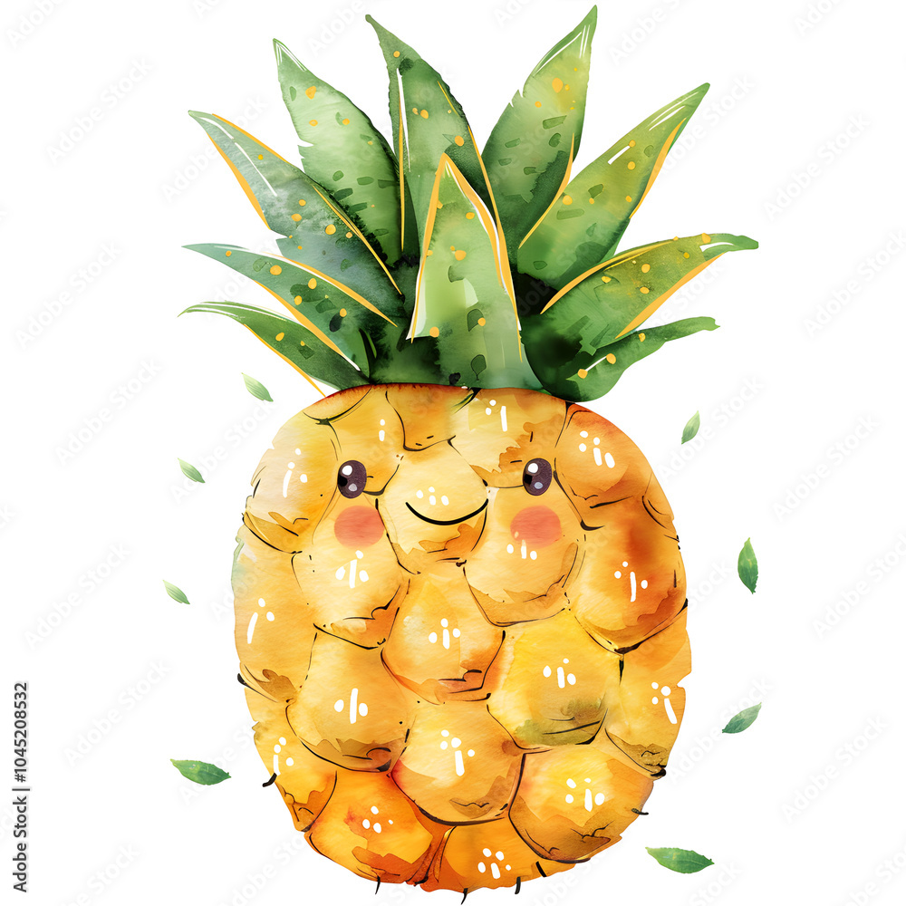 fruits watercolor style pineapple vector PNG, cute poster, vector ...