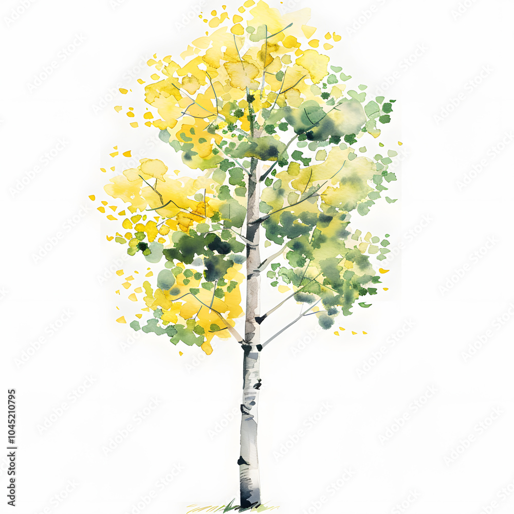 Trees front view, PNG, watercolor style vector tree, Quaking Aspen tree ...