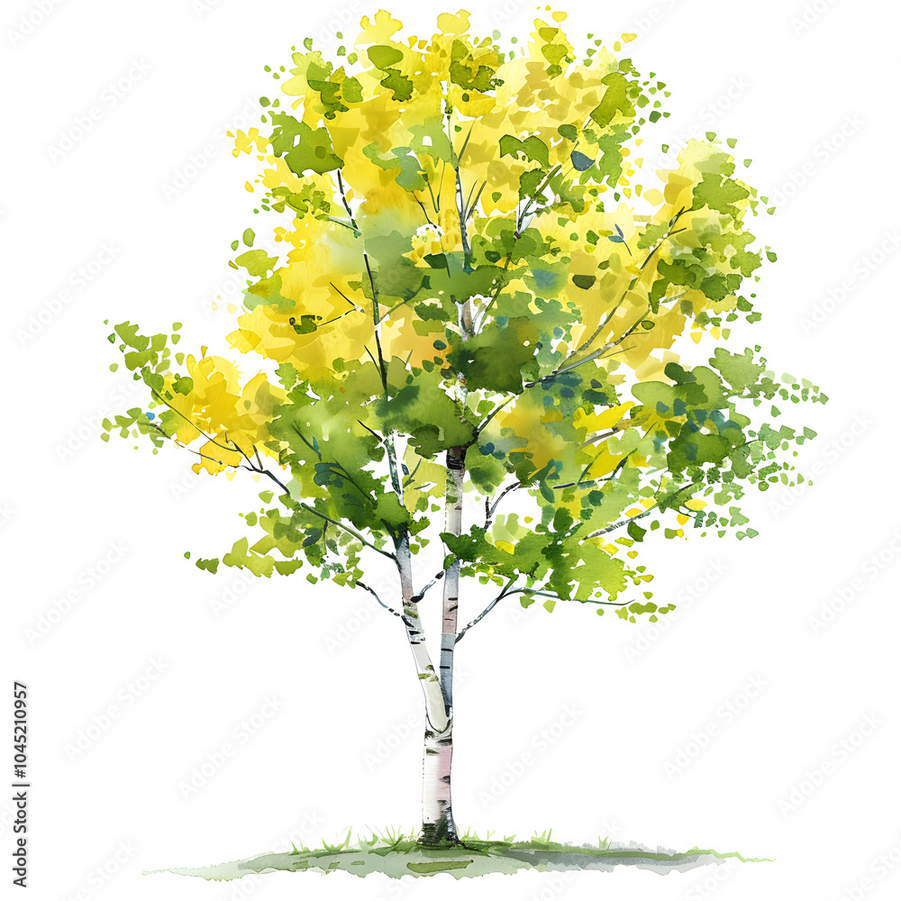 Trees front view, PNG, watercolor style vector tree, Quaking Aspen tree ...