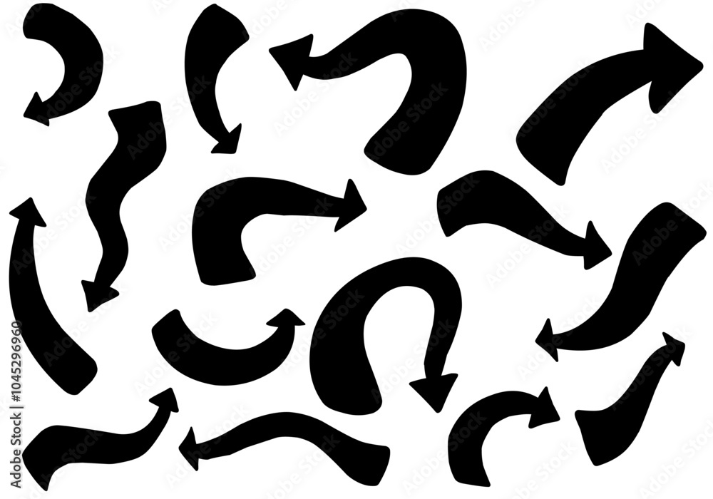 Flat style curved arrow icon collection isolated. different kinds of ...