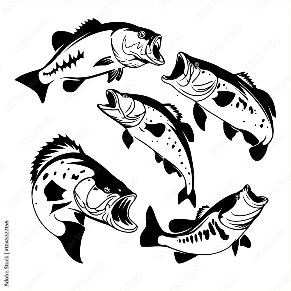 Angry Largemouth Bass Fishing logo Vector, Unique Largemouth Bass Fish ...