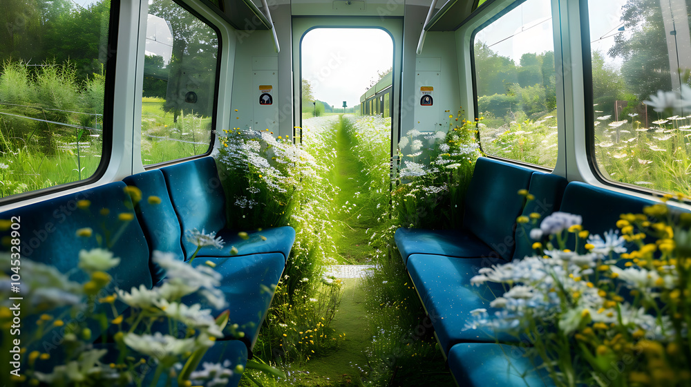 train garden installation, the train carriage is decorated with grass ...