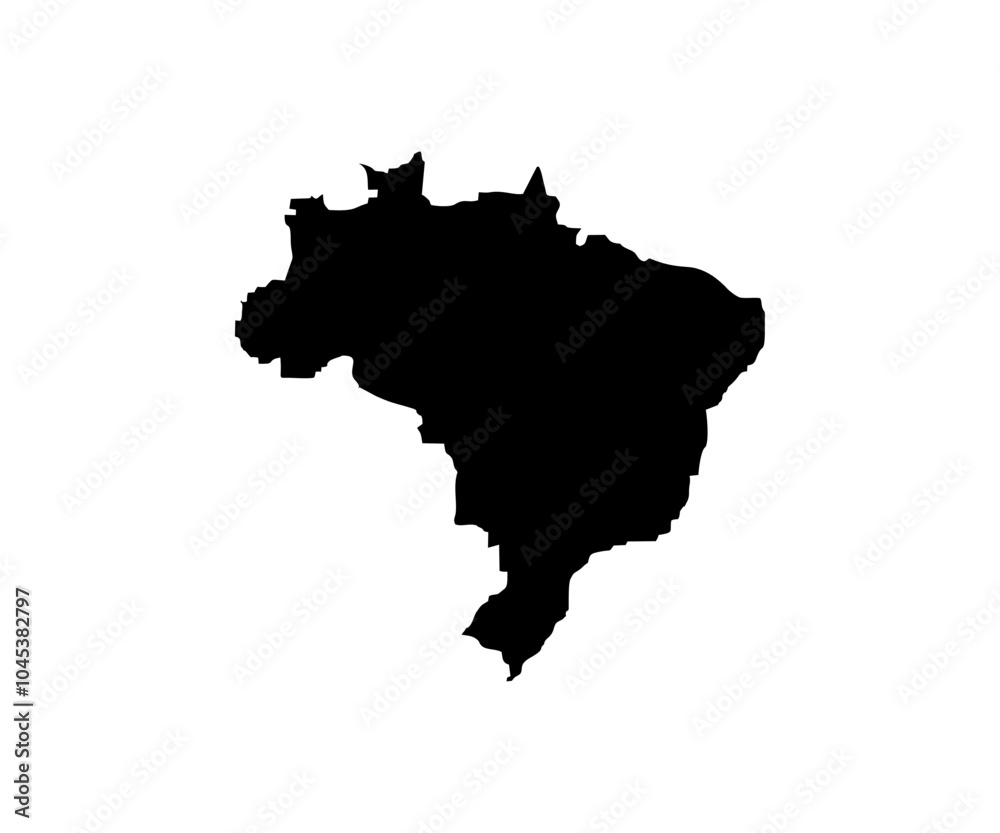 Map of Brazil icon. Black brazil map and National flag. Simple vector ...