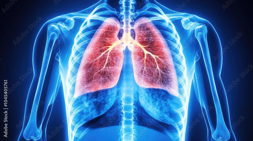 High resolution X ray of ribcage with clear lung outline, showcasing ...