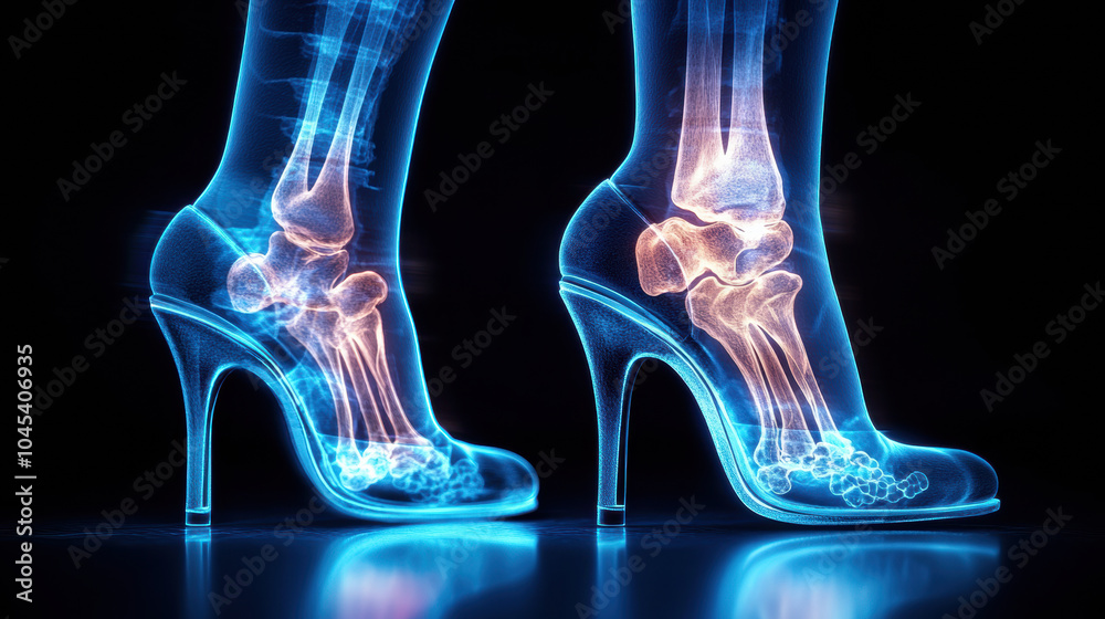 X ray of human feet in high heels showcasing bone structure and alignment Stock Illustration ...