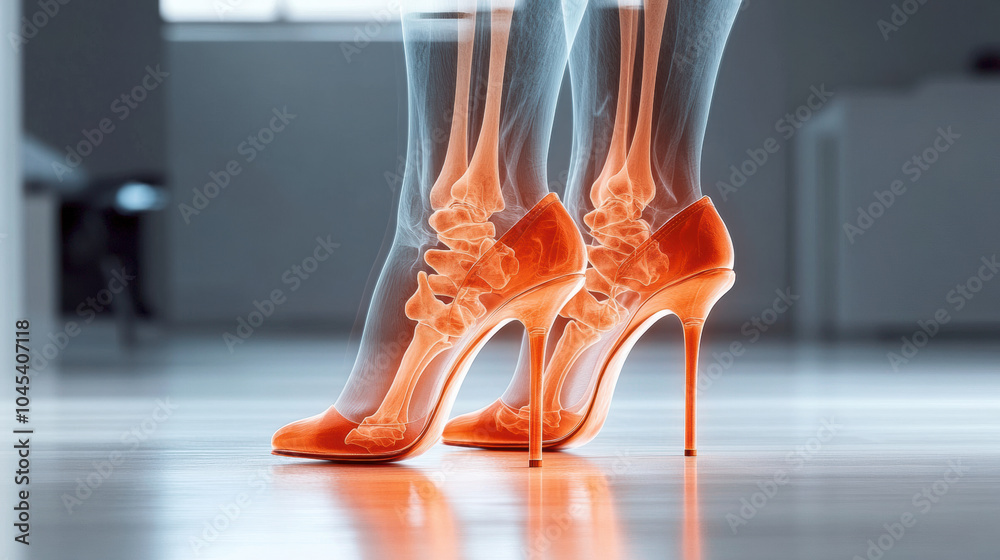 X ray of human feet in high heels showcasing bone structure and ...