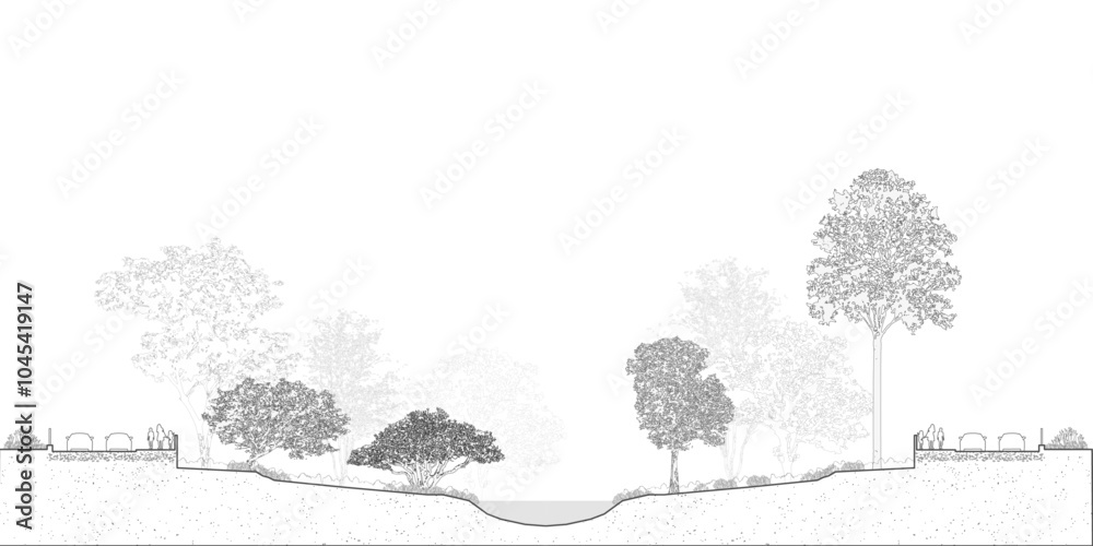 Vector de Stock Architectural Drawings, Minimal style cad tree line ...